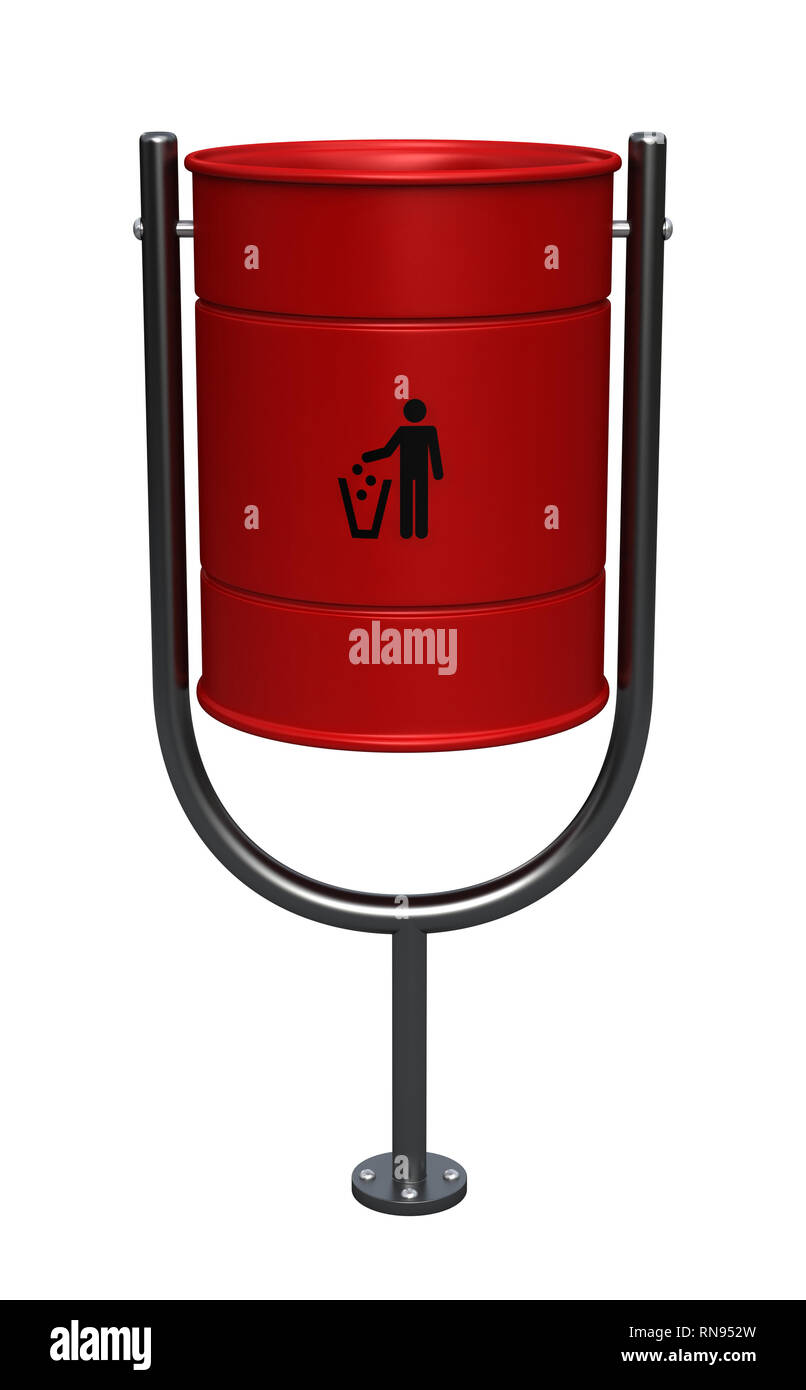 3d render of red dustbin isolated over white background Stock Photo - Alamy