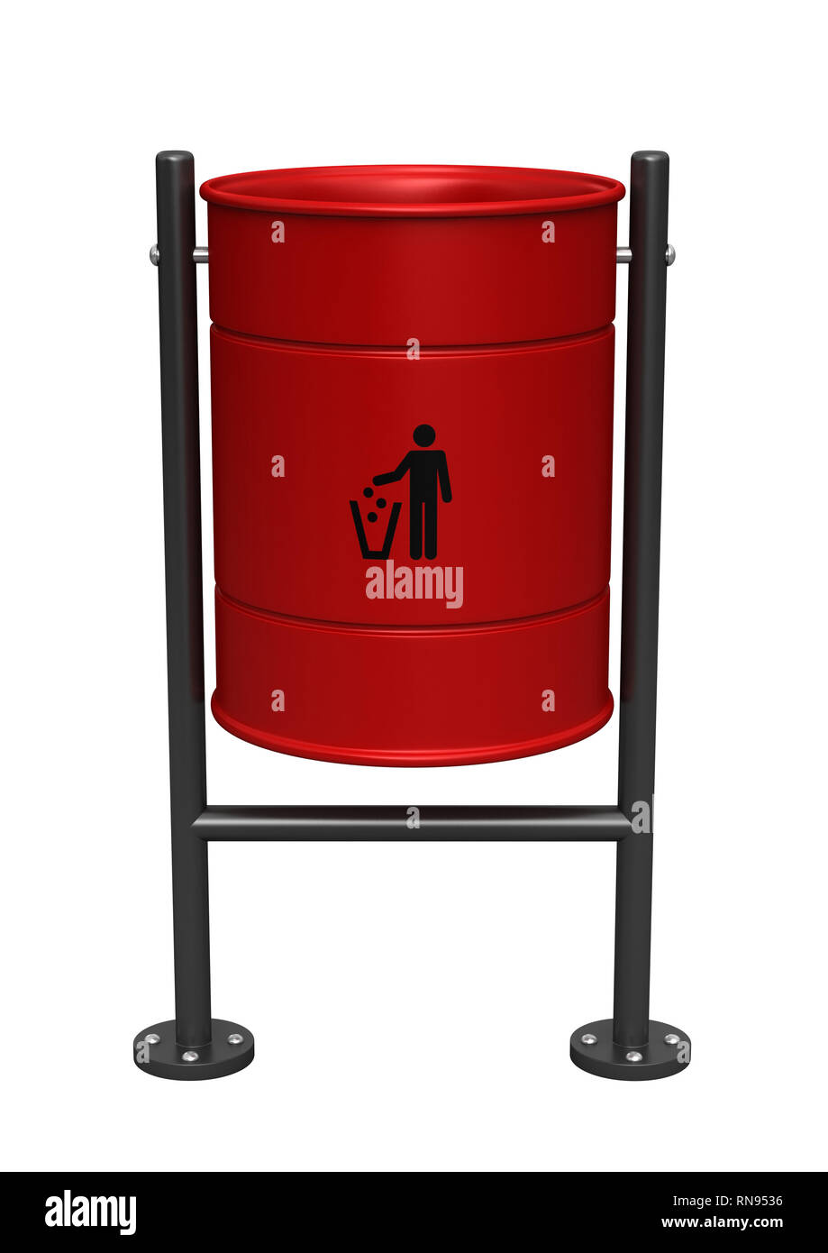 3d render of red dustbin isolated over white background Stock Photo - Alamy