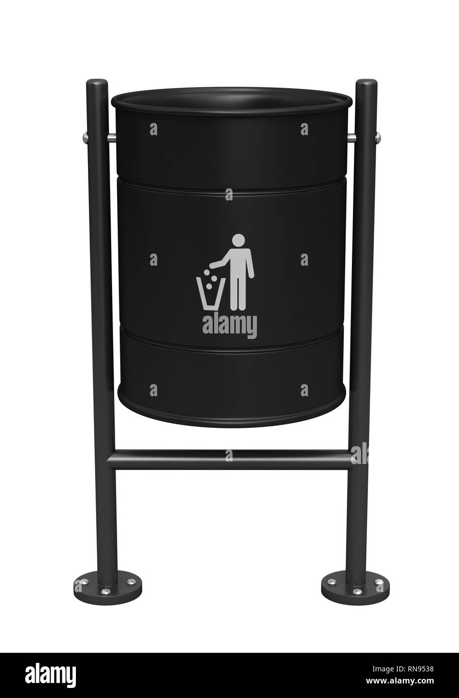 3d render of black dustbin isolated over white background Stock Photo ...