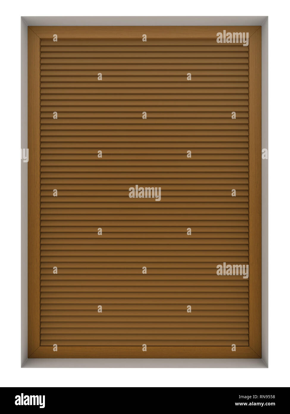 3d render of wooden window frame with external blinds isolated on white ...