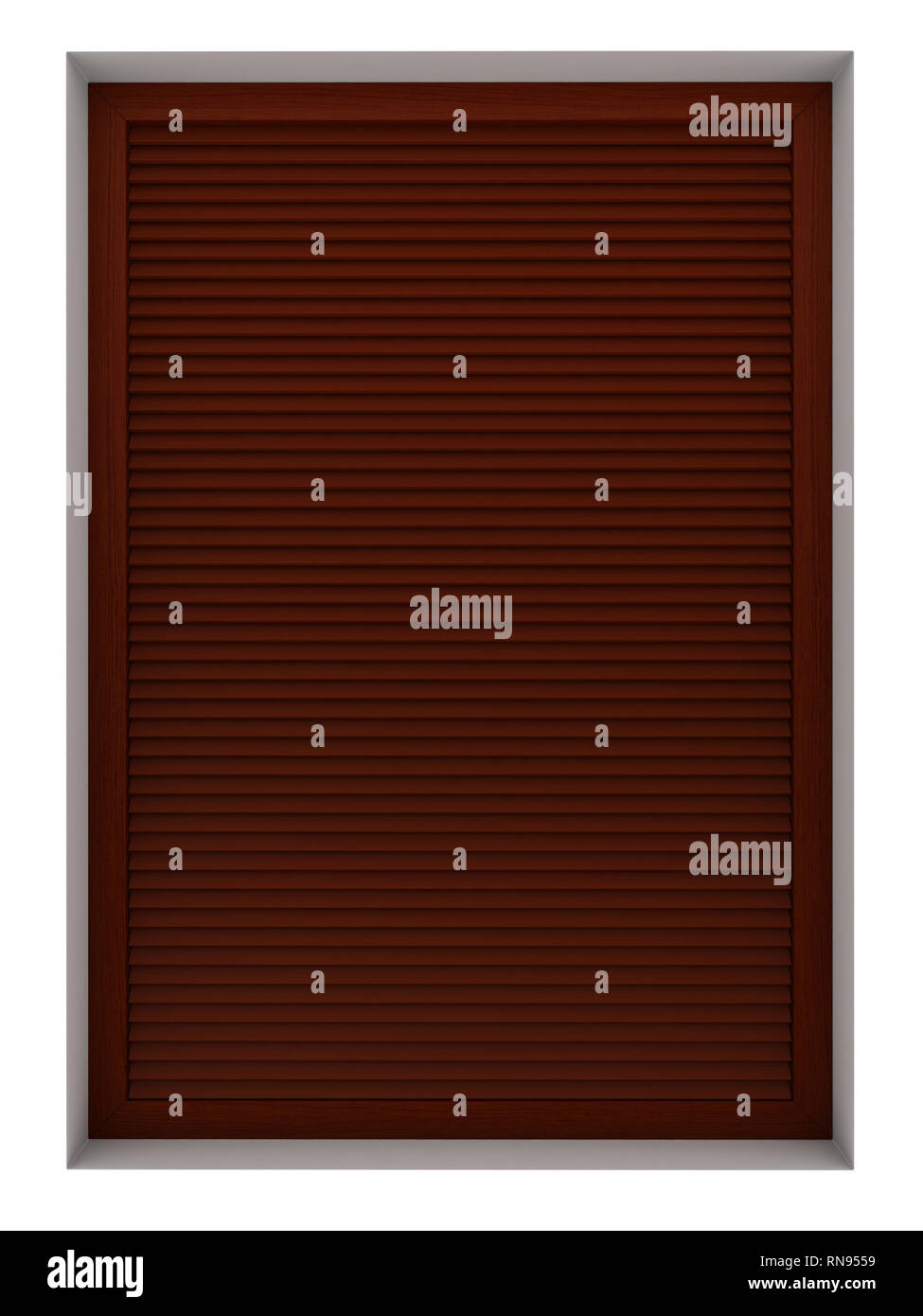 3d render of wooden window frame with external blinds isolated on white ...