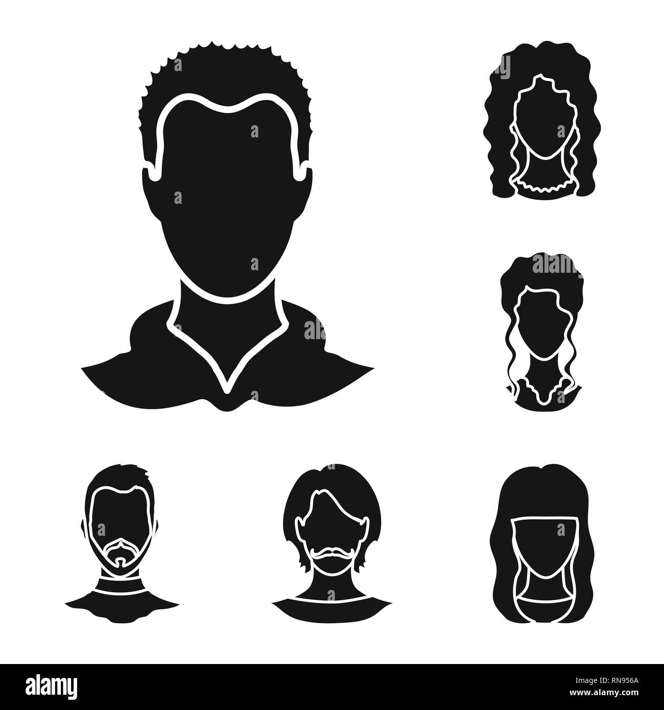 Vector design of character and profile sign. Collection of character ...