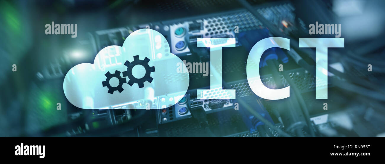 ICT - information and communications technology concept on server room ...