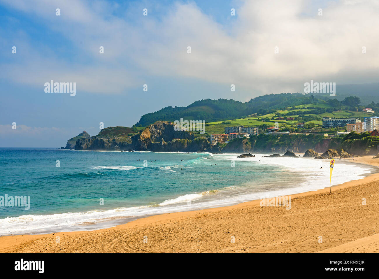 beautiful sandy beach with good waves for surfing in close to Bilbao ...