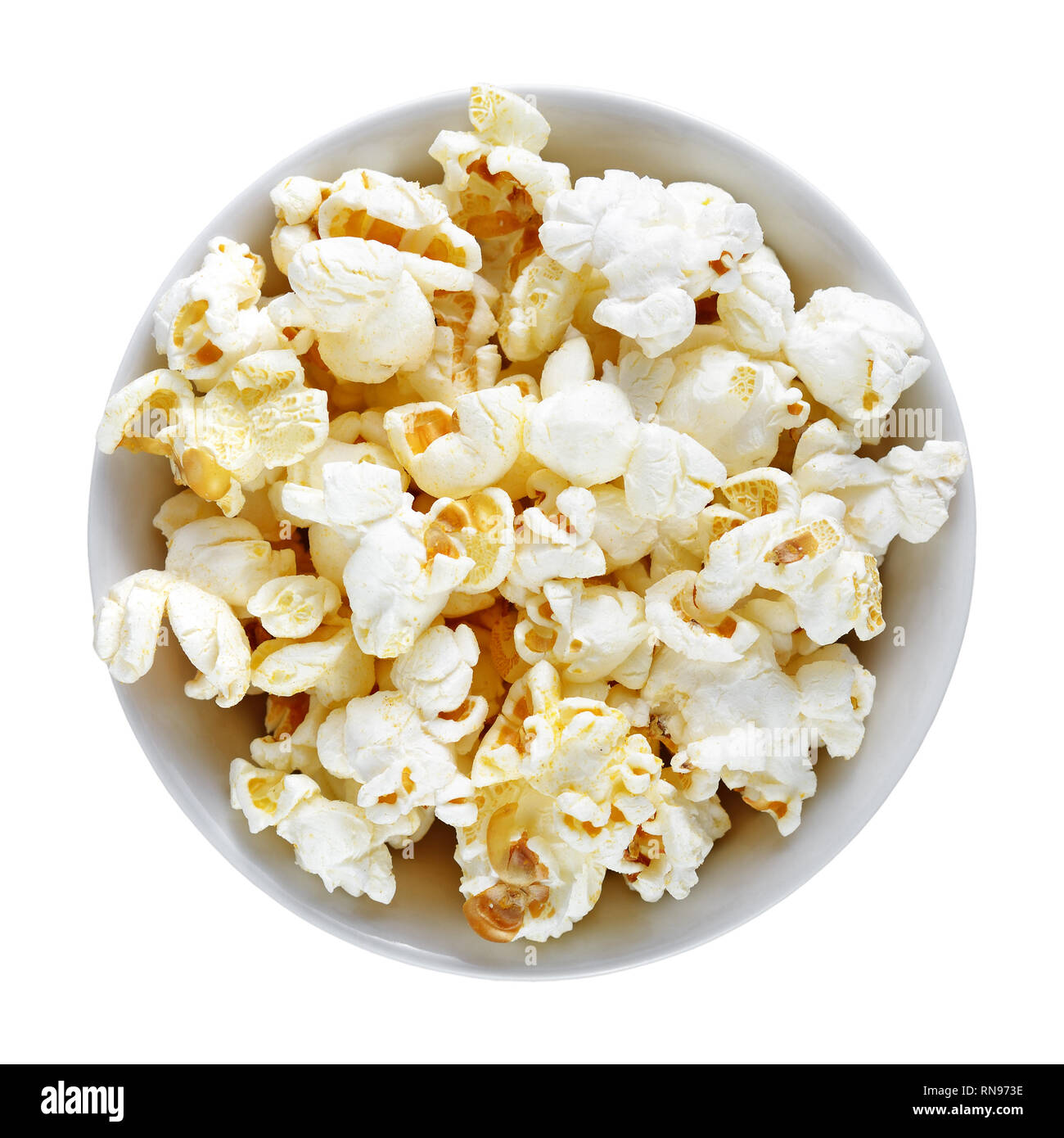 Popcorn in bowl isolated on white background Stock Photo - Alamy