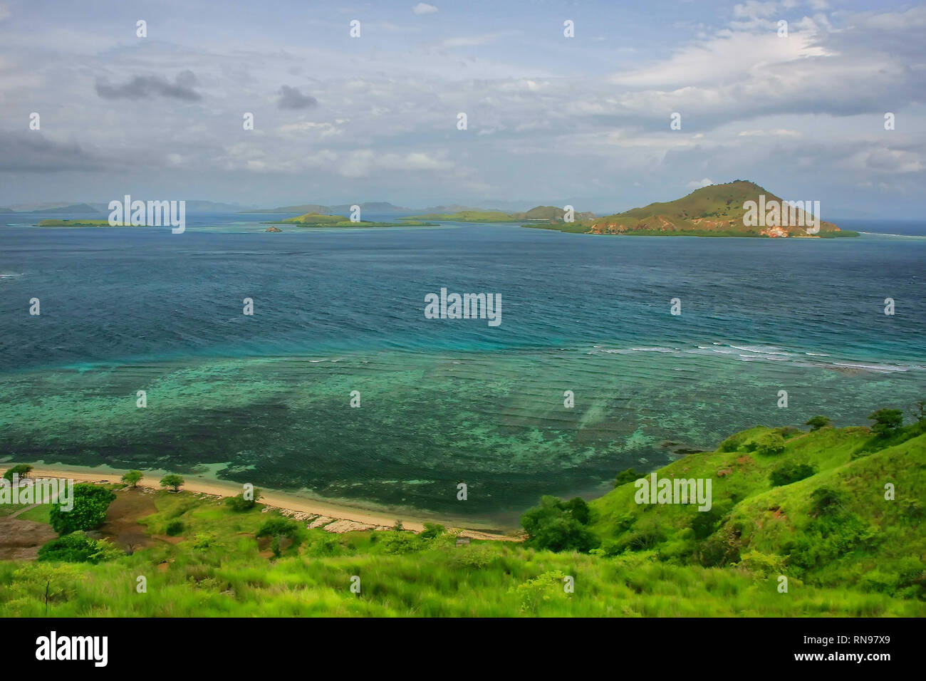 Coastline of Kanawa Island in Flores Sea, Nusa Tenggara, Indonesia ...