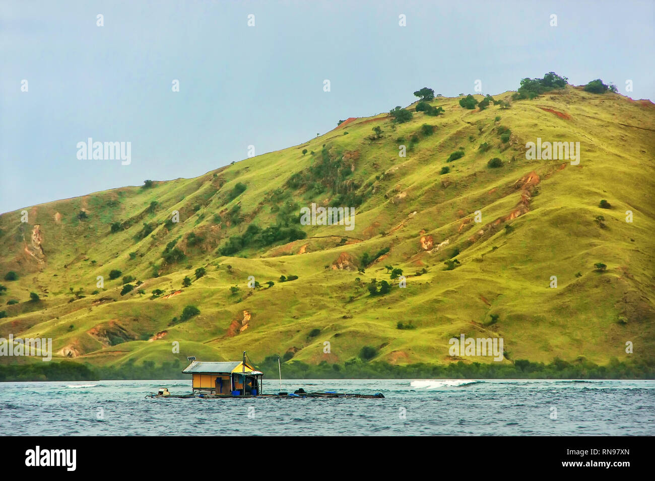 Floating house in Komodo National Park, Nusa Tenggara, Indonesia. Most ...