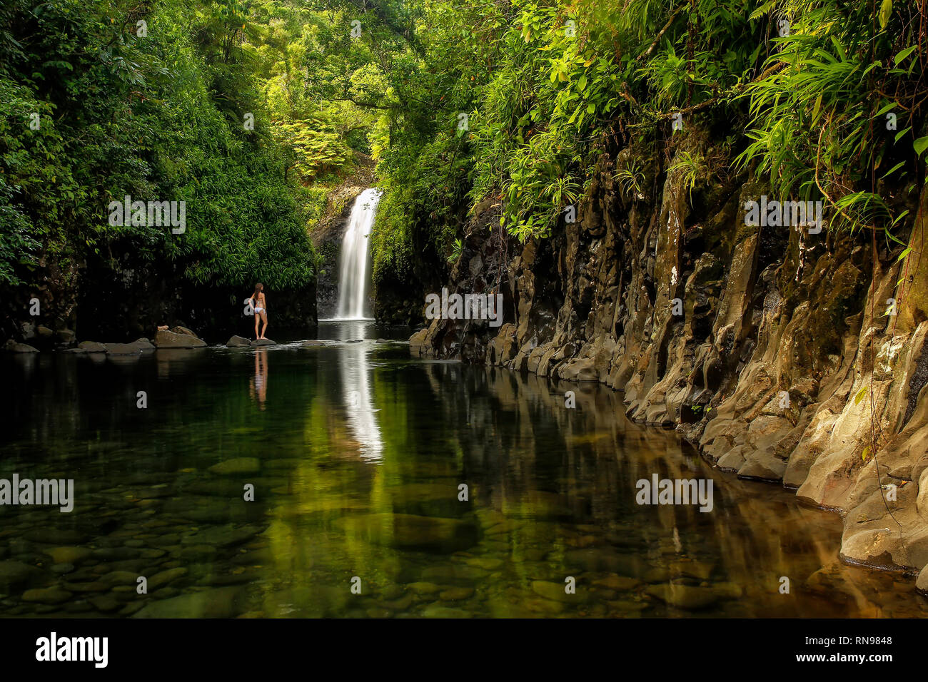 Wainibau Waterfall at the end of Lavena Coastal Walk on Taveuni Island ...