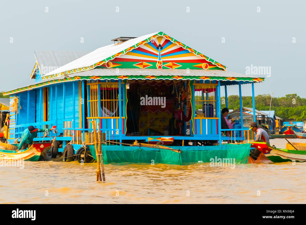 LAKE TONLE SAP, COMBODIA - Floating houses in floating Village at Tonle ...