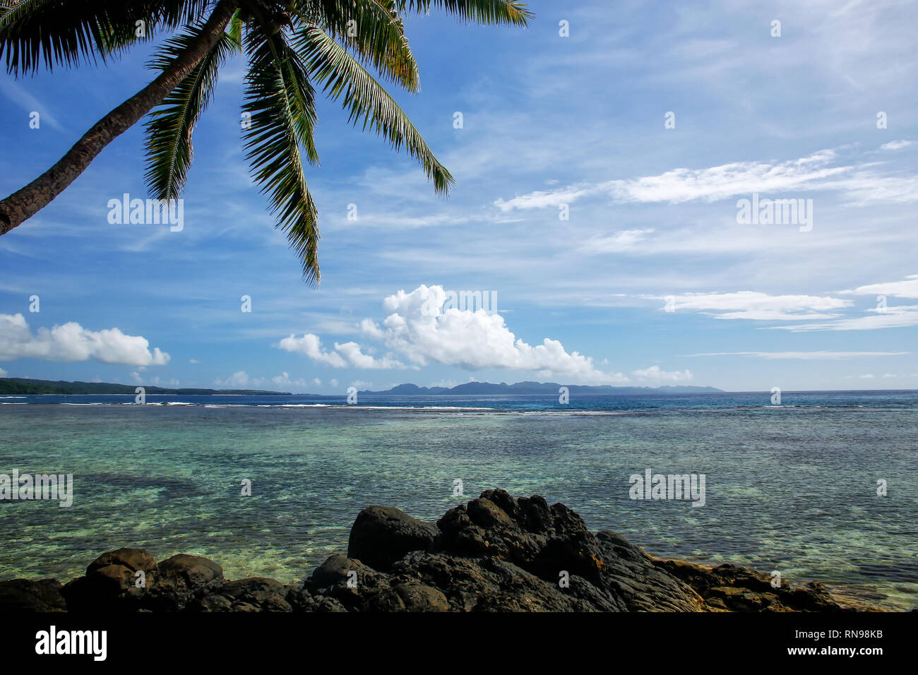 Coastline in Lavena village on Taveuni Island, Fiji. Taveuni is the ...