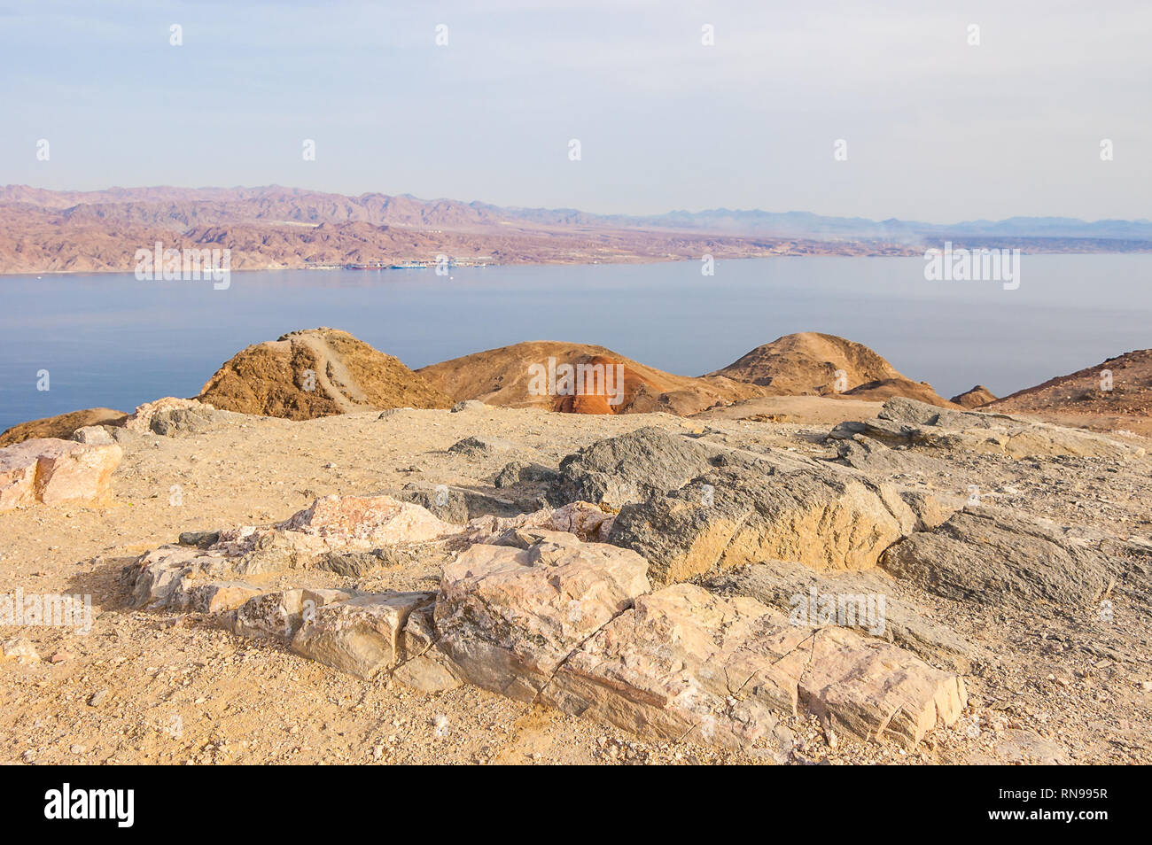 Amazing panoramic view on Red Sea, Jordan, Saudi Arabia from the ...