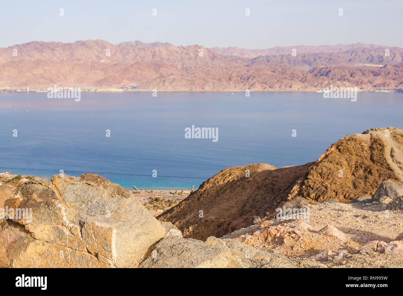 Amazing panoramic view on Red Sea, Jordan, Saudi Arabia from the ...