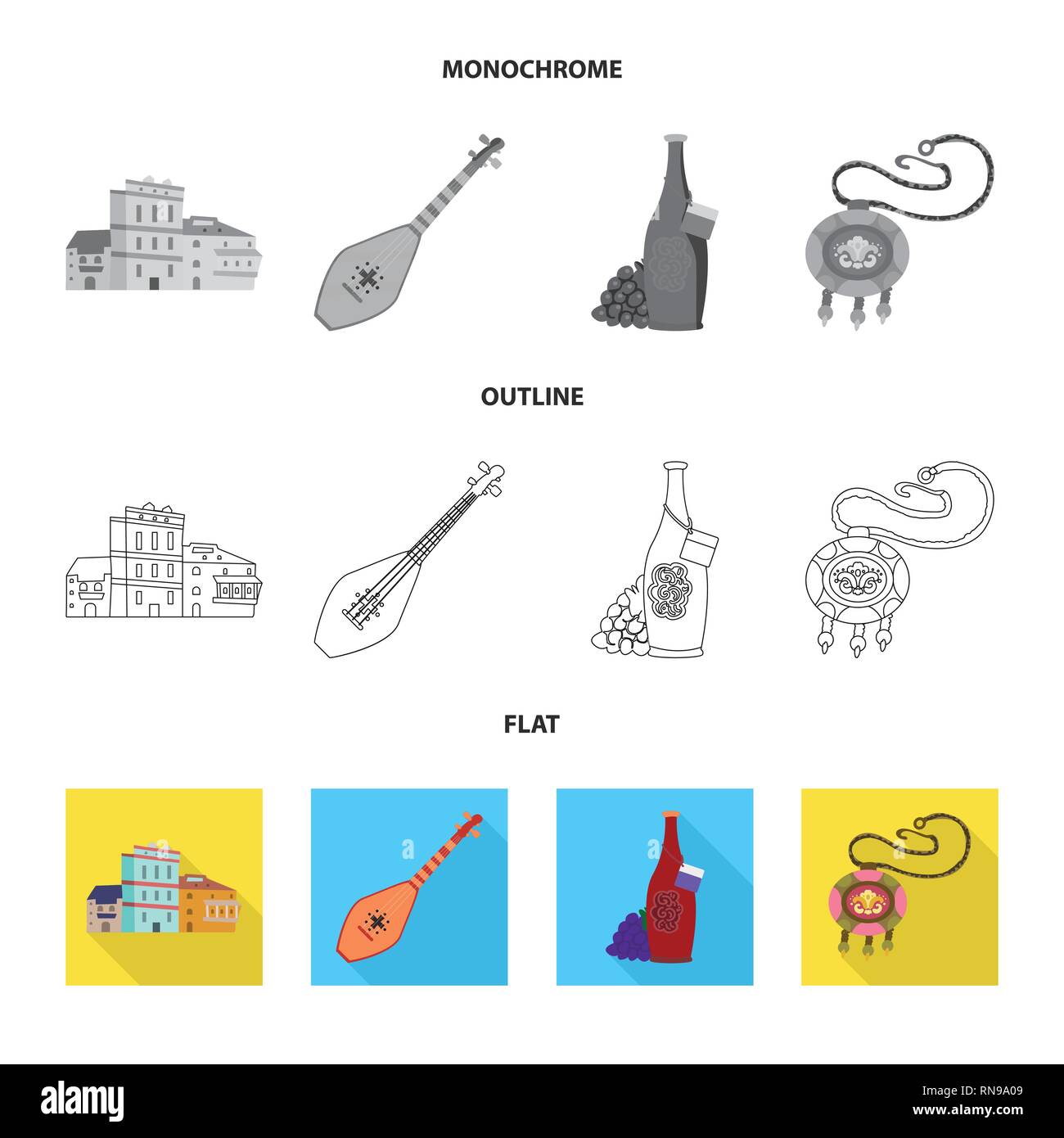 Isolated object of culture and sightseeing logo. Collection of culture ...