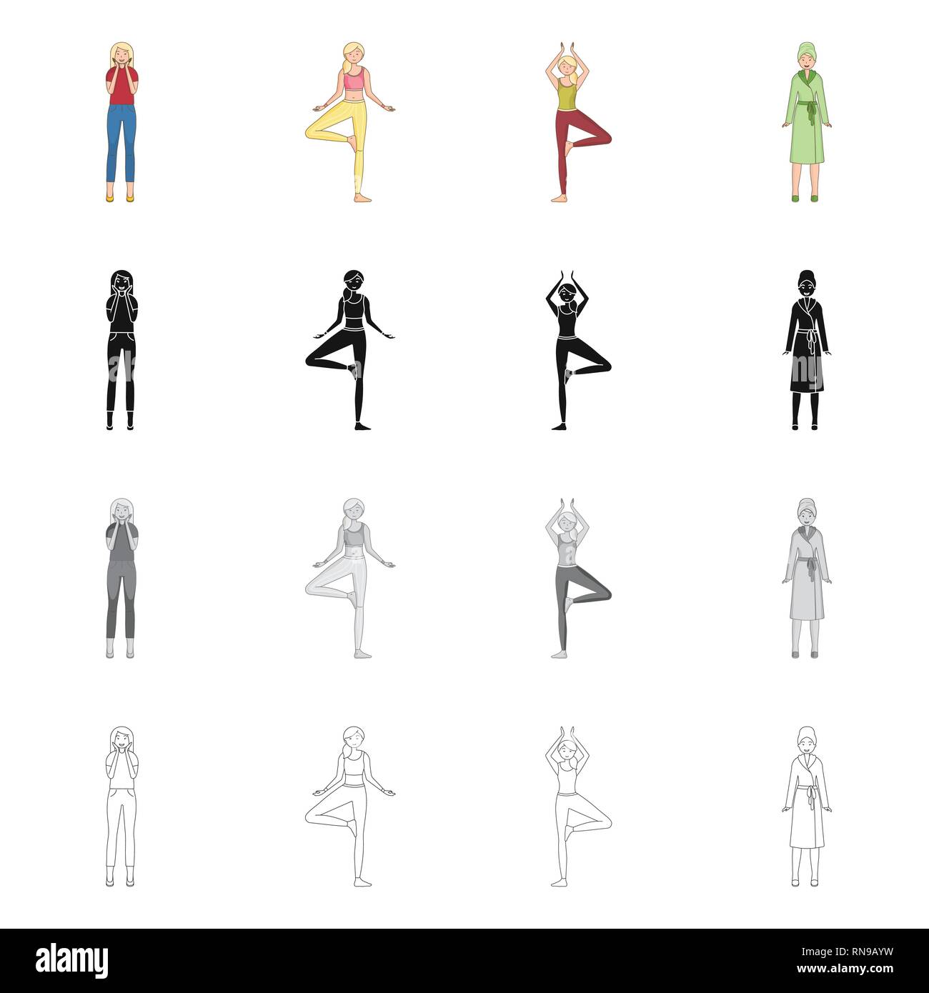Vector design of posture and mood logo. Collection of posture and ...
