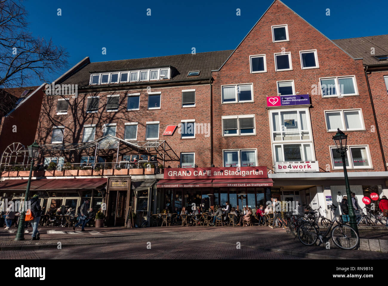 Shops and cafes. Emden, Germany Stock Photo - Alamy