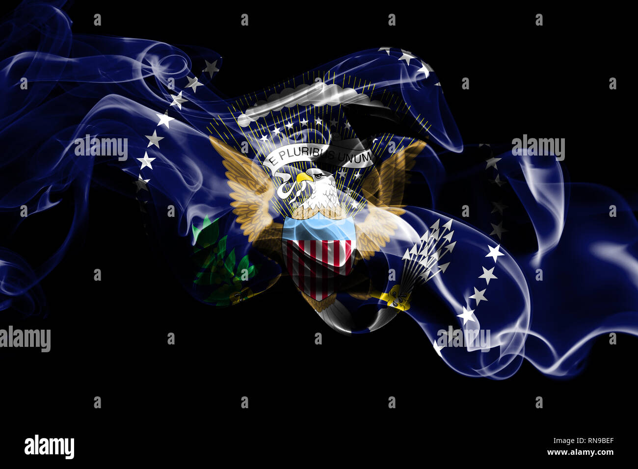 National flag of President of the United States made from colored smoke ...