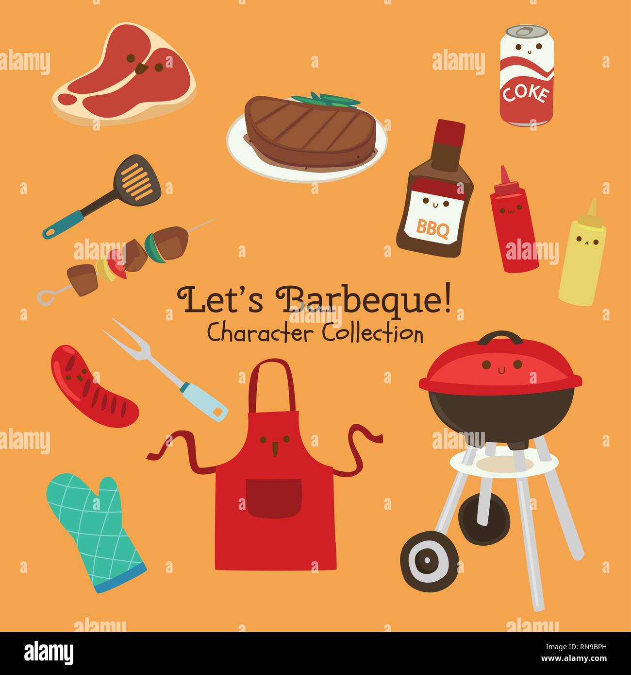 cute character set of barbeque Stock Vector Image & Art - Alamy