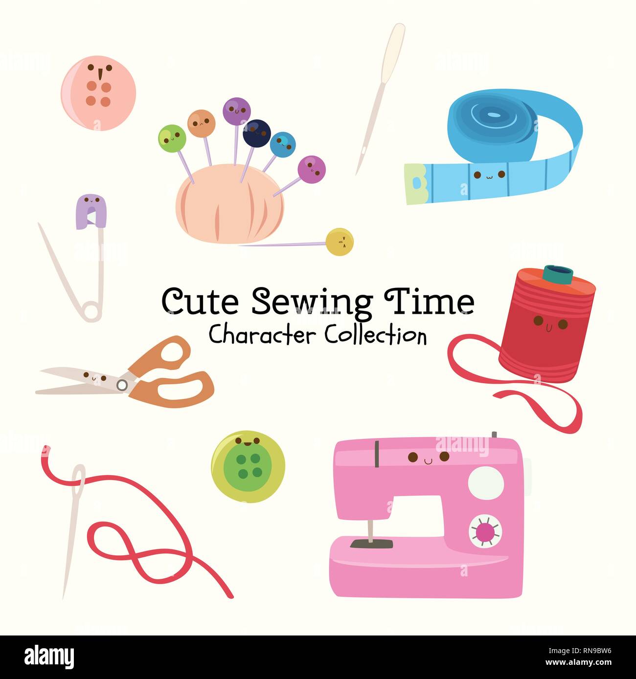 cute character set of sewing kits Stock Vector Image & Art - Alamy