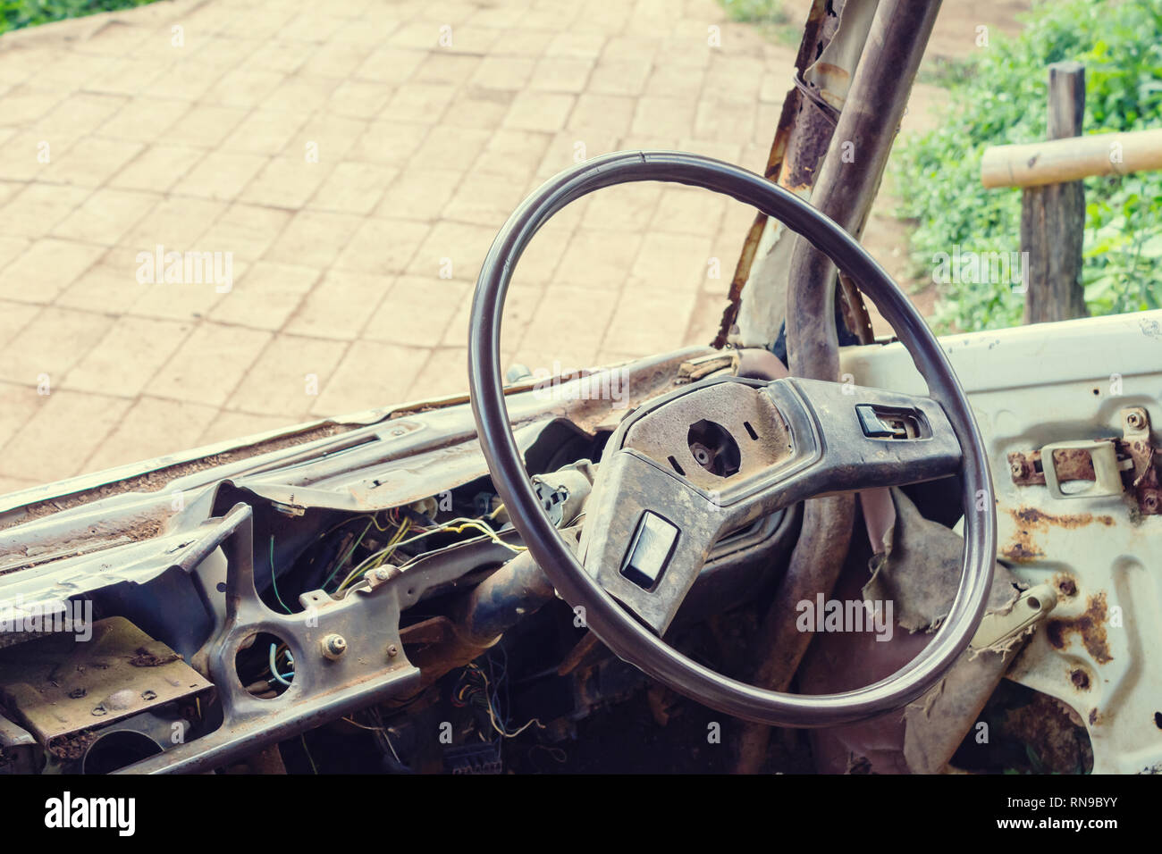 Interior of a classic vintage old car Stock Photo - Alamy