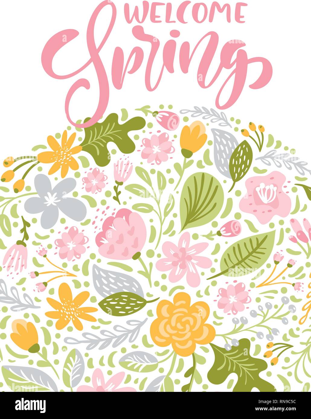 Flower design, floral nature plant ornament garden decoration and ...