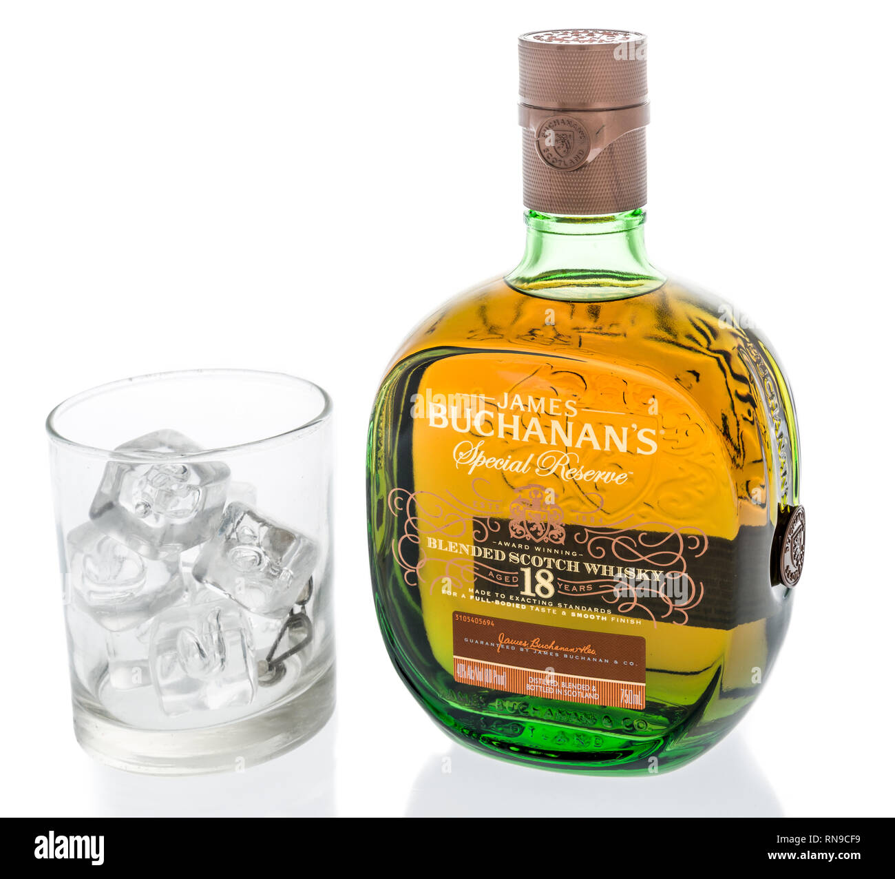 Winneconne, WI - 15 February 2019: A bottle of James Buchanans special ...