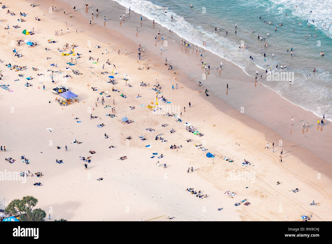 Aerial view of people on the beach Stock Photo - Alamy