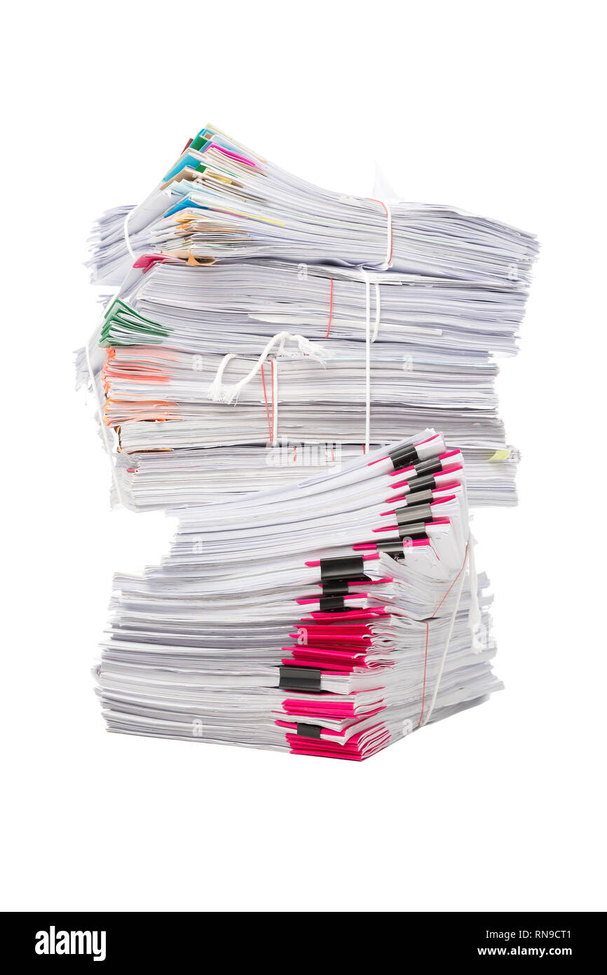 Stack of business papers isolated on white background Stock Photo - Alamy
