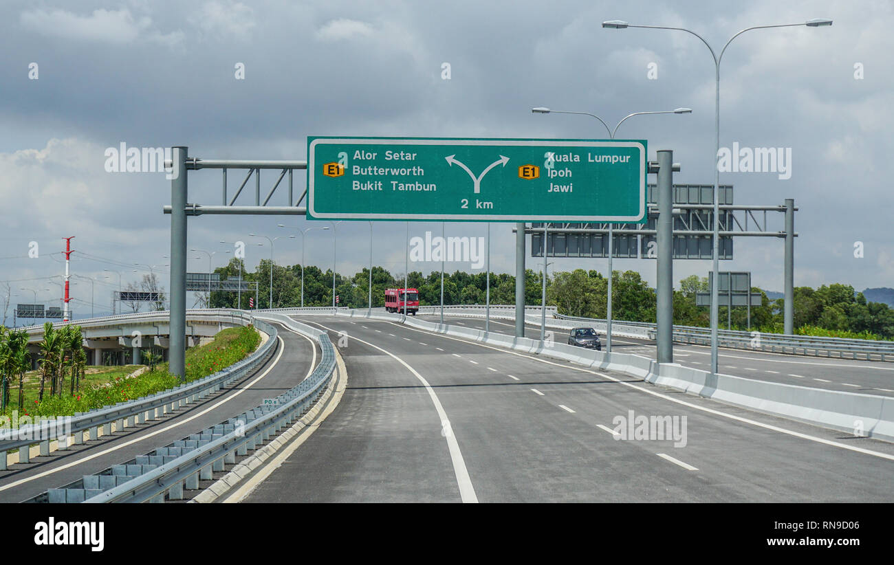 Penang, Malaysia - Aug 21, 2014. Highway in Penang, Malaysia. Penang is ...