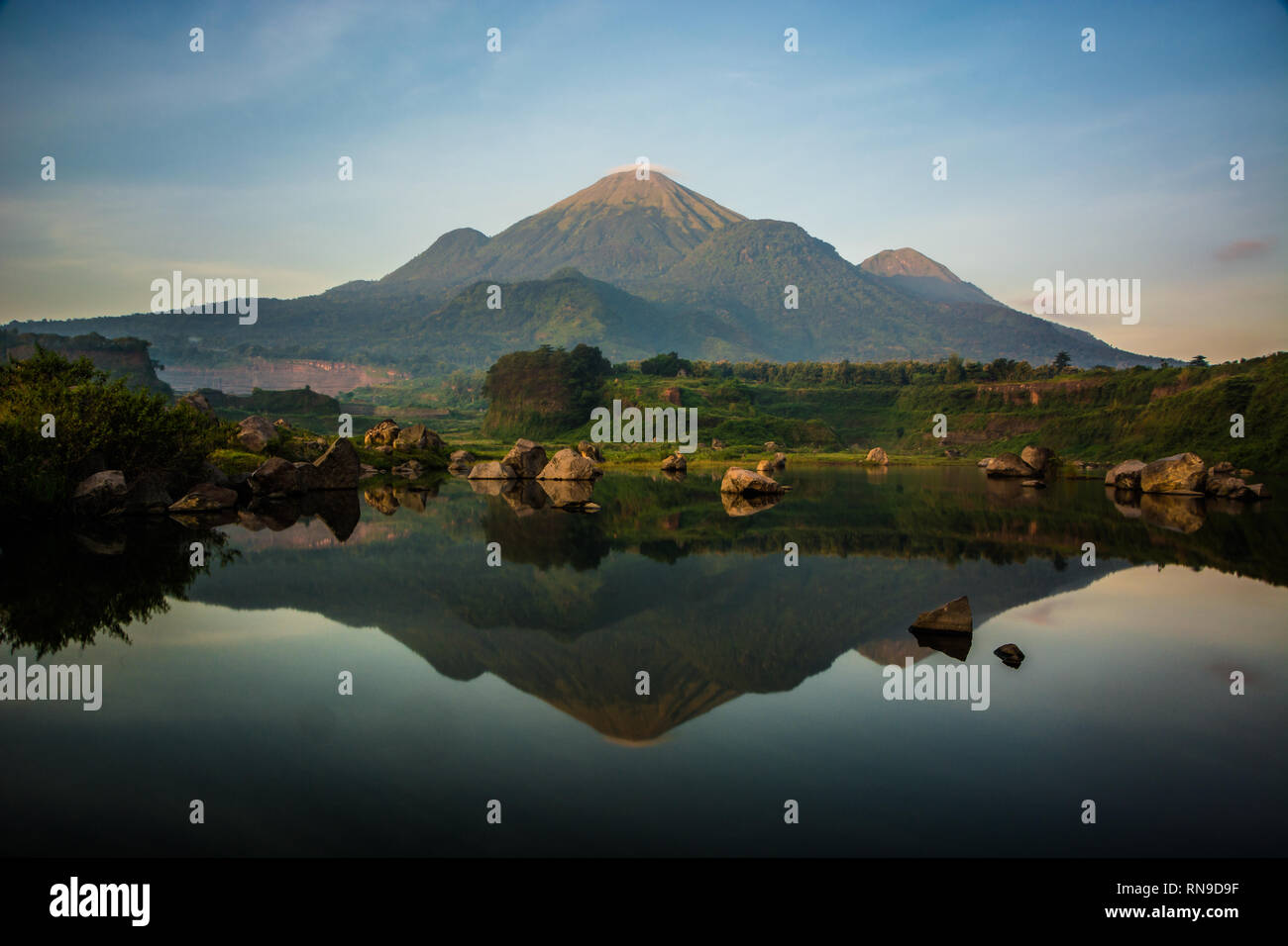 beauty of sunrise merapi mountain, indonesia Stock Photo - Alamy