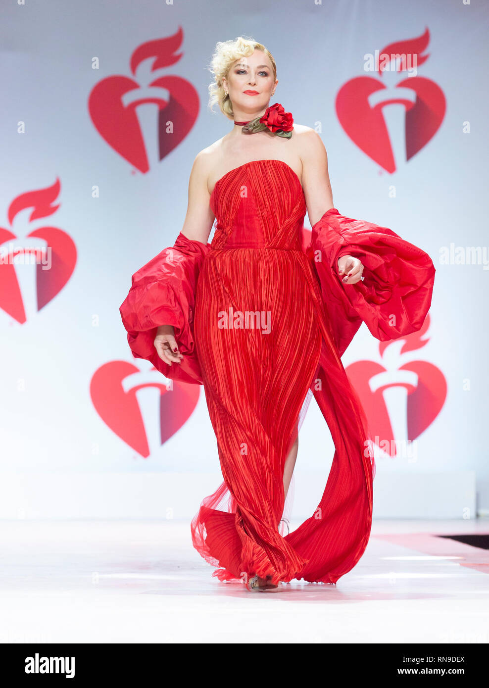 New York, NY - February 7, 2019: Elizabeth Rohm wearing dress by Rakan ...