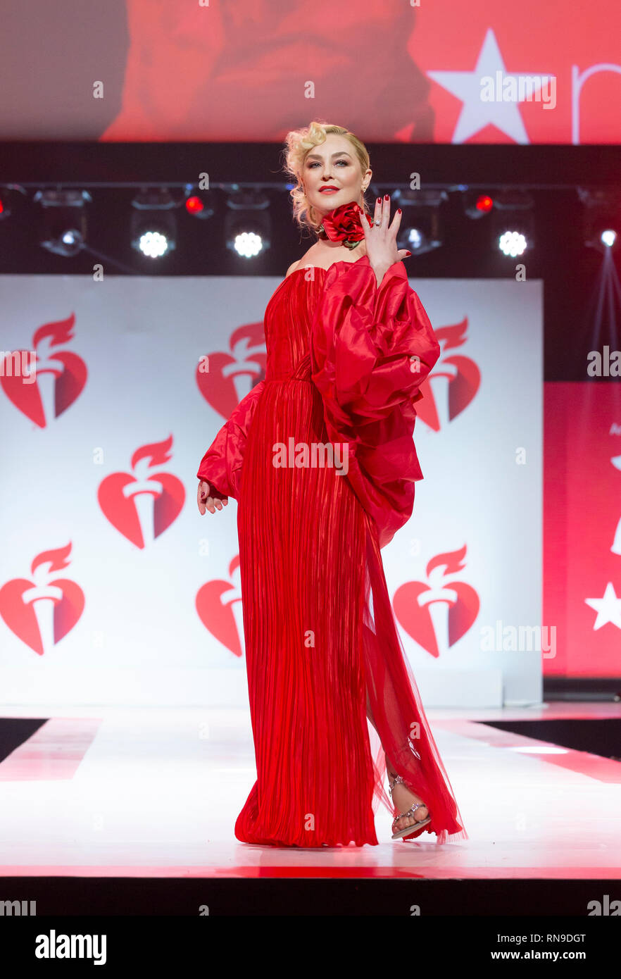 New York, NY - February 7, 2019: Elizabeth Rohm wearing dress by Rakan ...