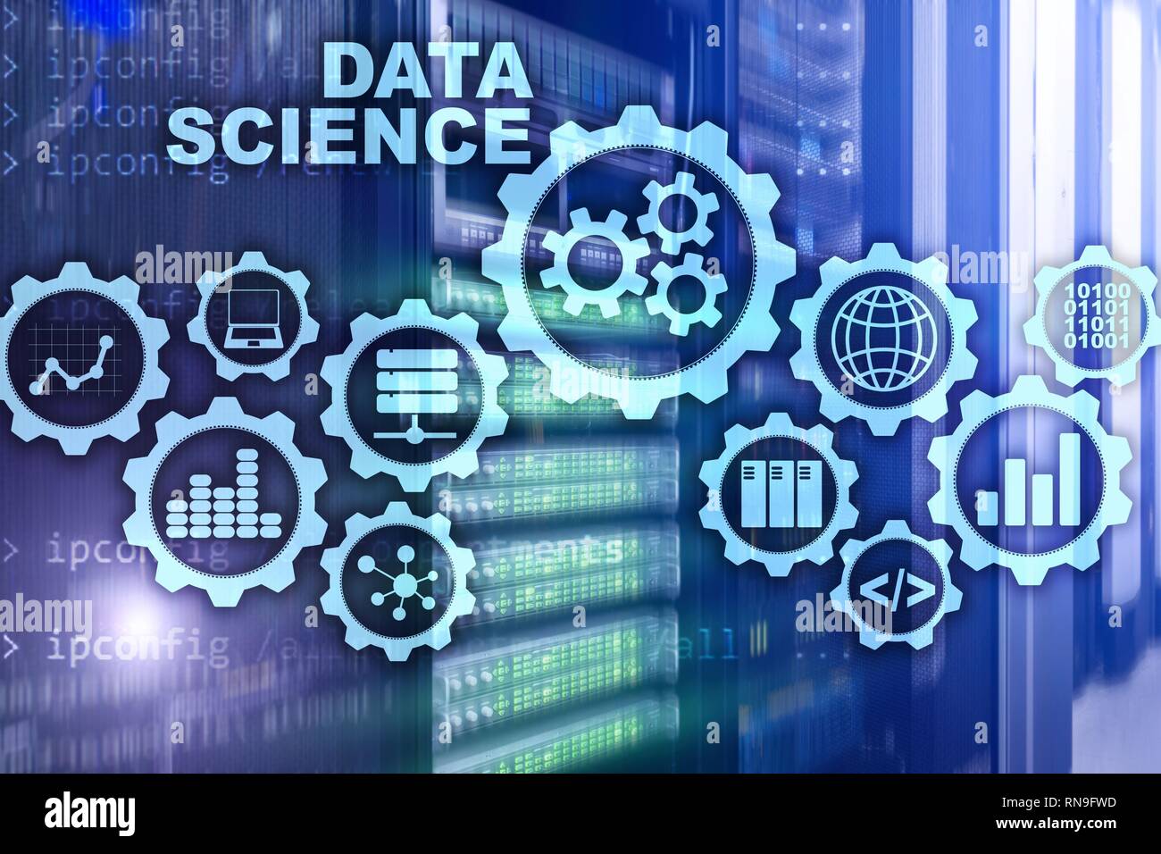 Data Science Artificial Intelligence Concept. Futuristic Supercomputer background Stock Photo ...