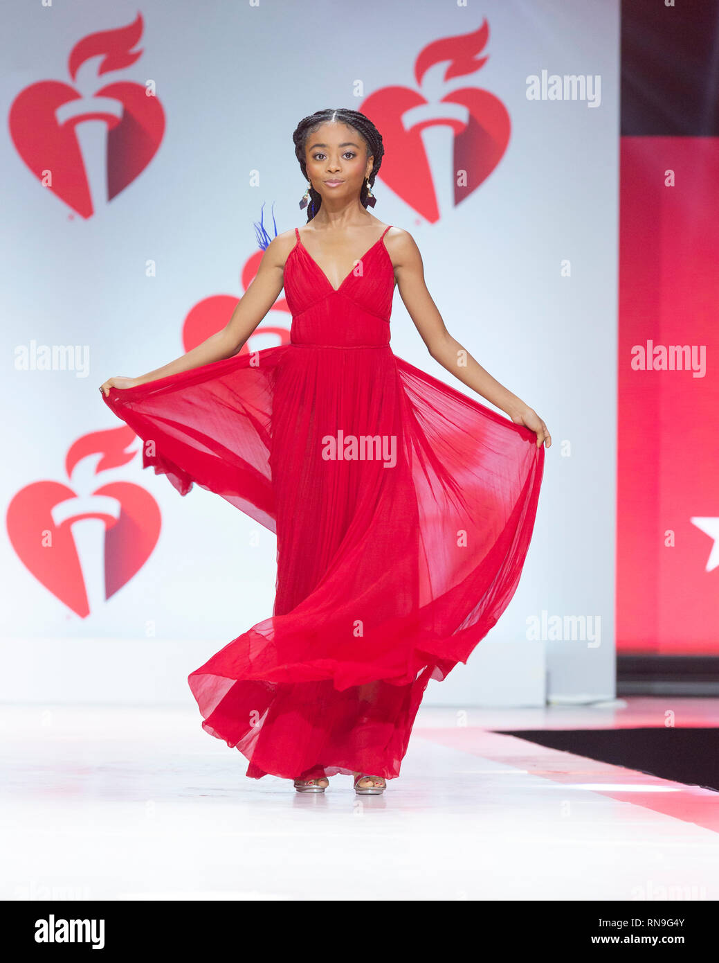 New York, NY - February 7, 2019: Skai Jackson wearing dress by Carolina ...