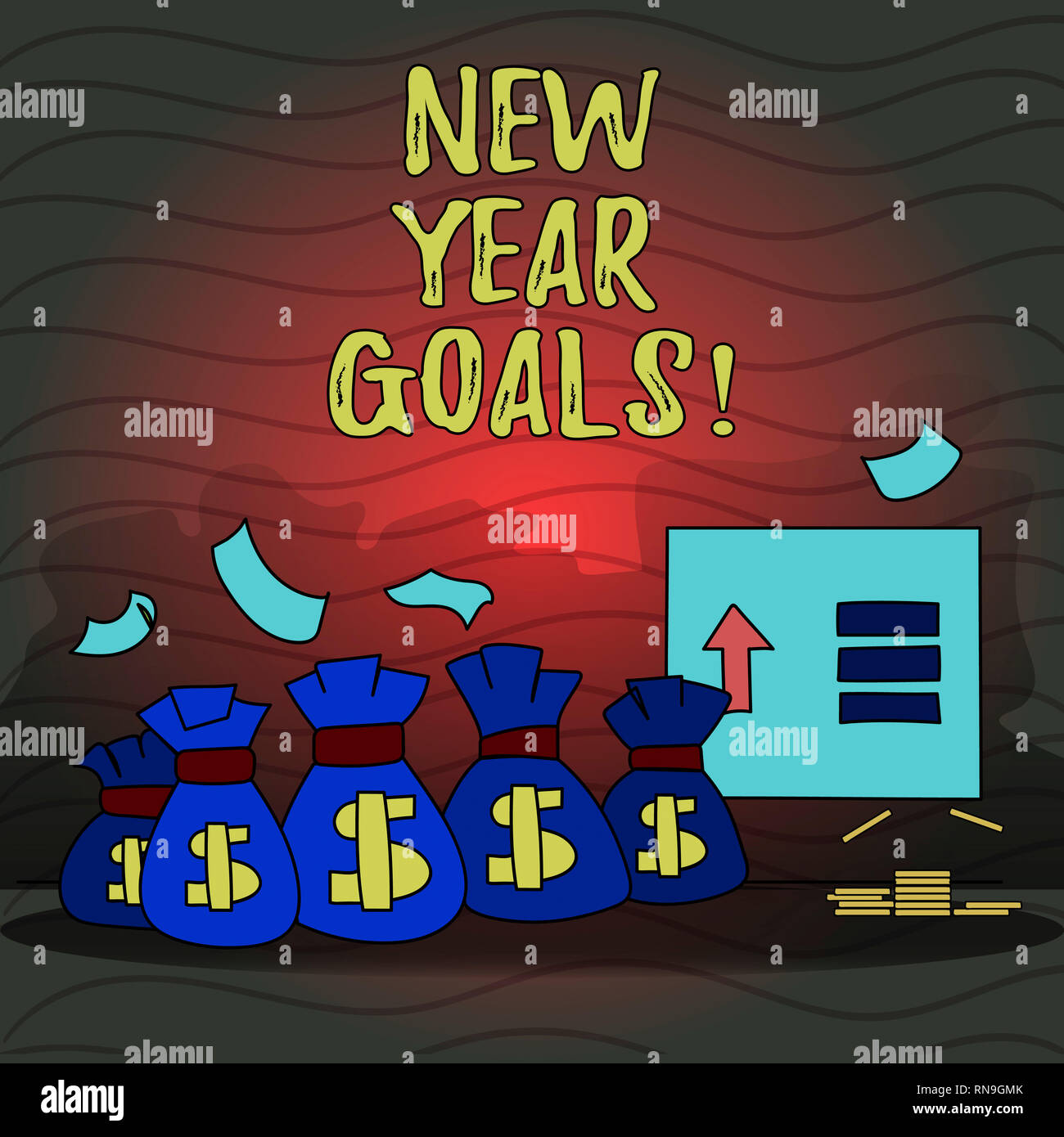 Text sign showing New Year Goals. Conceptual photo Resolutions for 365 ...
