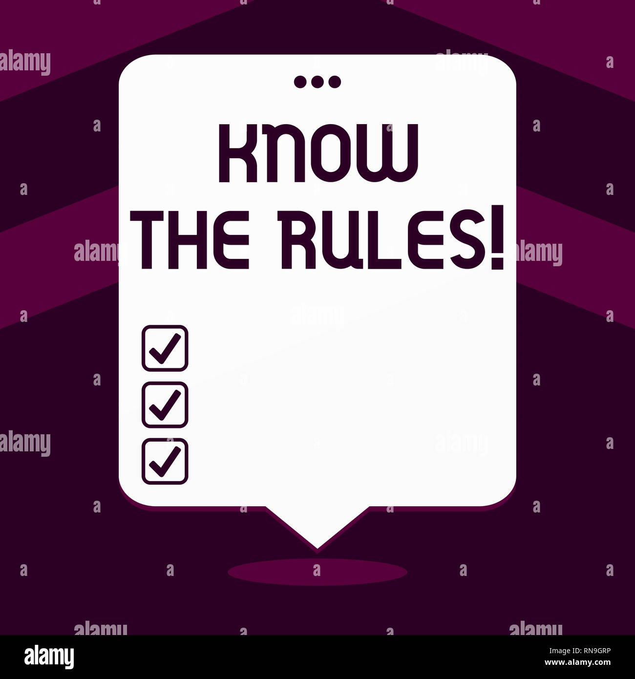 Writing note showing Know The Rules. Business photo showcasing Learn ...