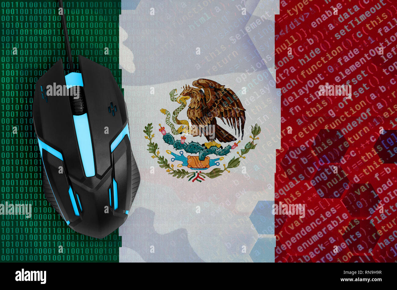 Mexico flag and modern backlit computer mouse. The concept of digital ...