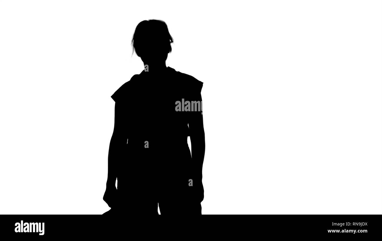 Silhouette Woman worker very tired Stock Photo - Alamy