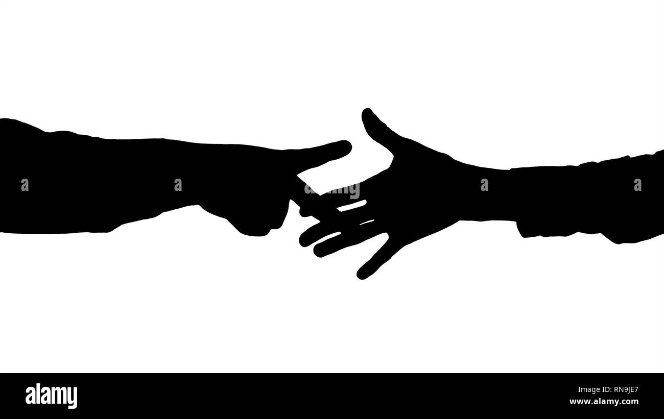 Silhouette Young man and woman are playing rock paper scissors Stock ...