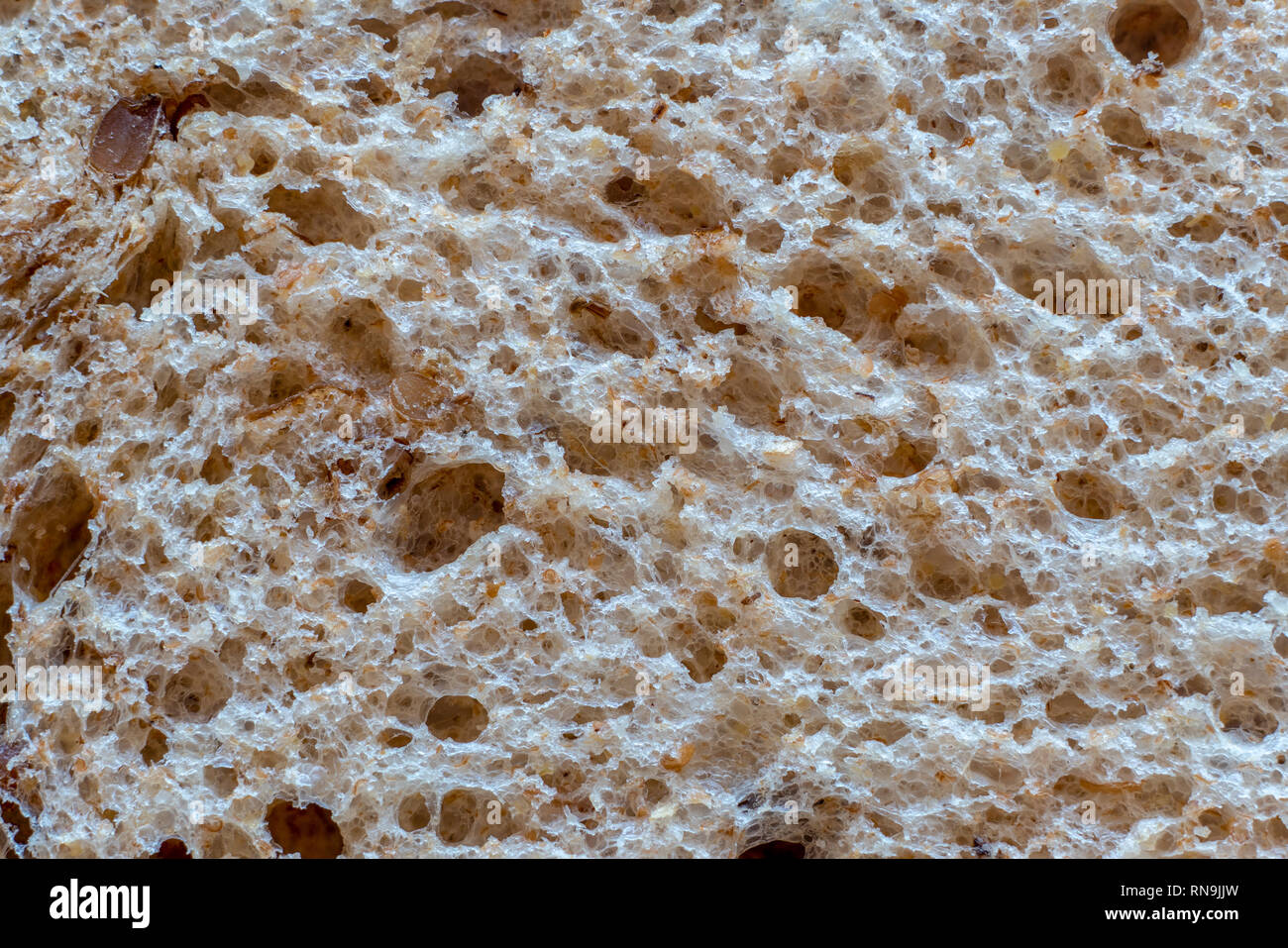 The structure of natural organic porous bread for the background macro ...