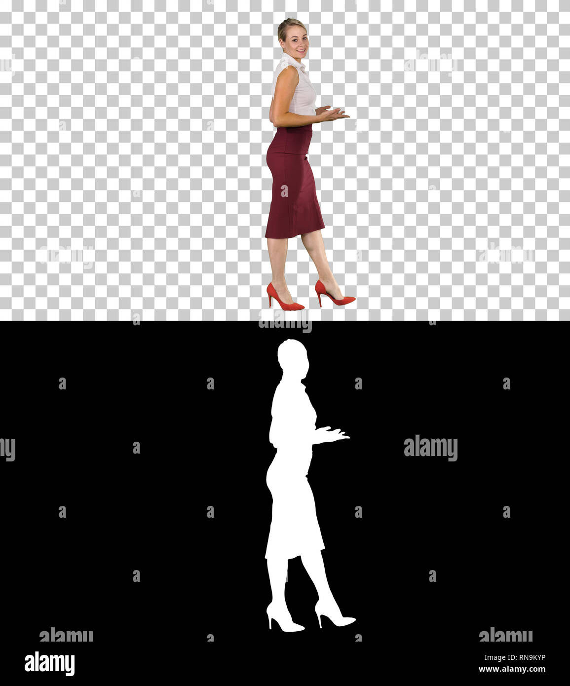 Business woman strongly going forward and talking to camera, Alpha ...