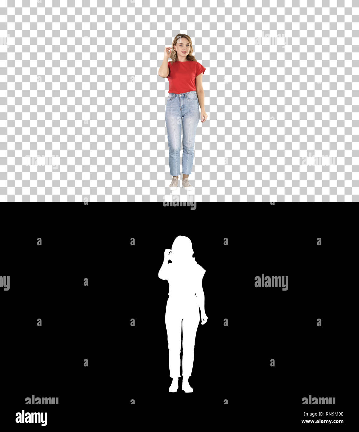 Blonde woman preening, Alpha Channel Stock Photo - Alamy