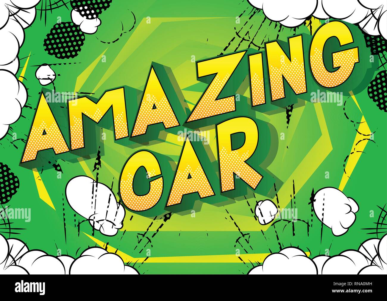 Amazing Car - Vector illustrated comic book style phrase on abstract ...
