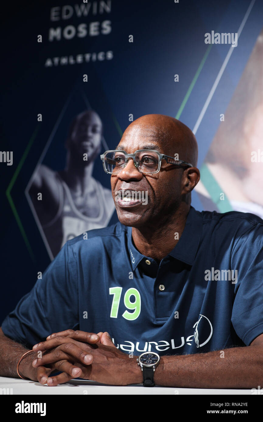 Monaco. 17th Feb, 2019. Laureus Academy member, US athletics star Edwin ...