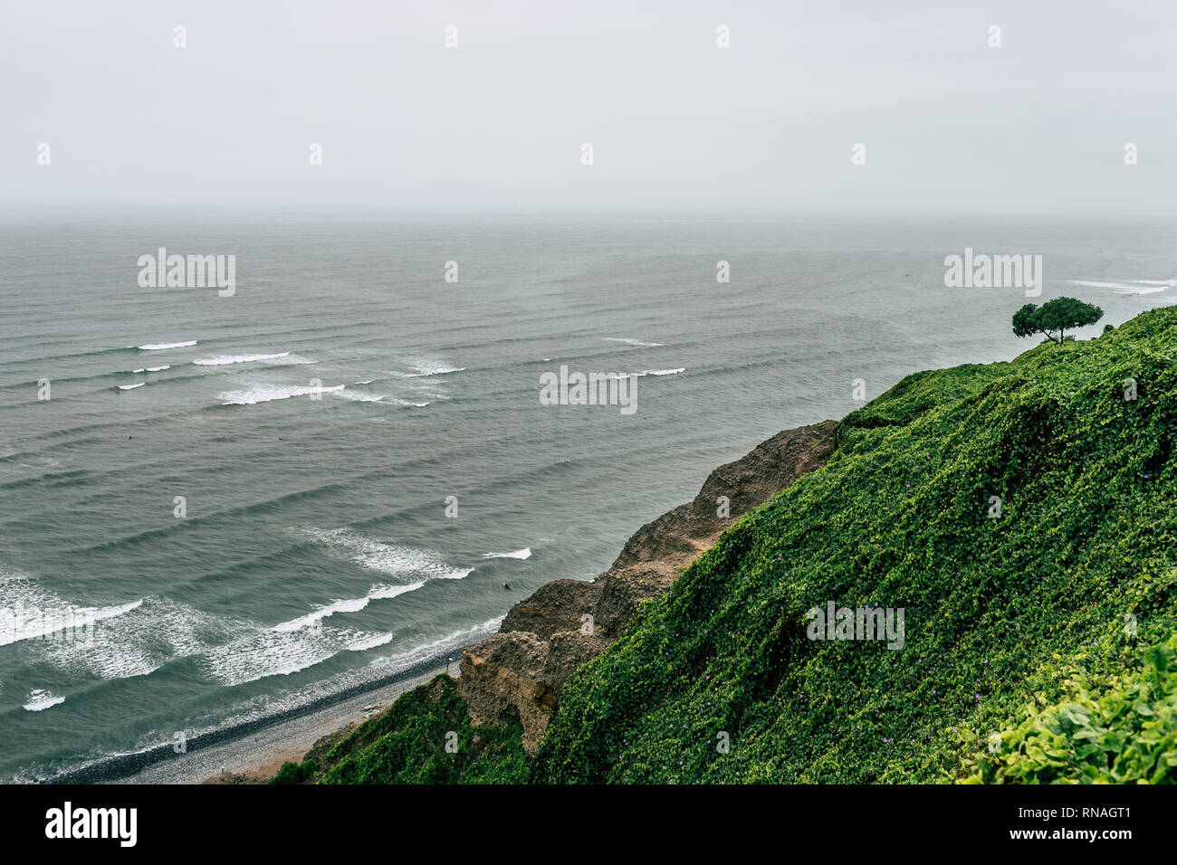 View from Miraflores to the Pacific Ocean in Lima, the cloudy capital ...