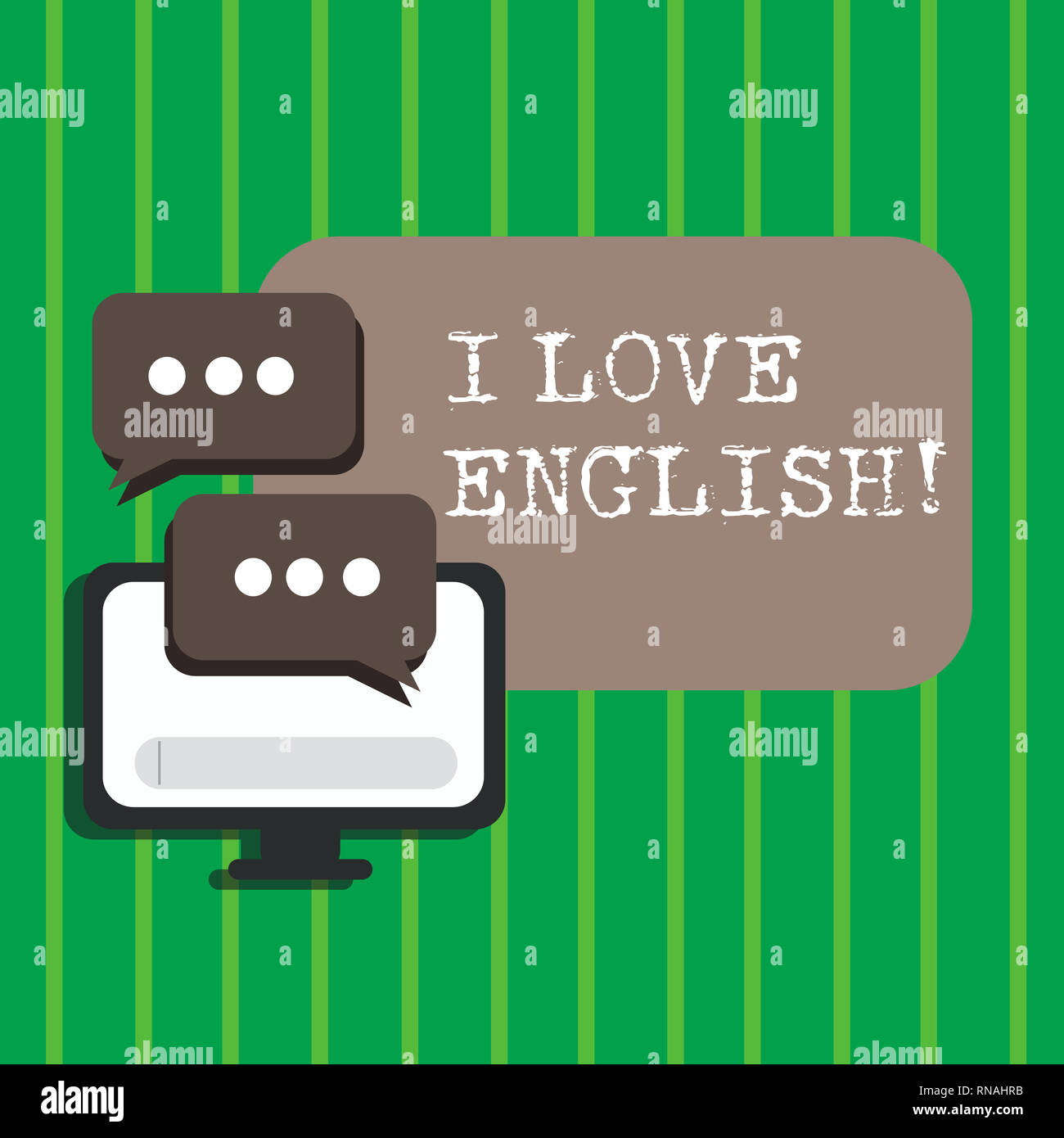 Text sign showing I Love English. Conceptual photo To have affection ...