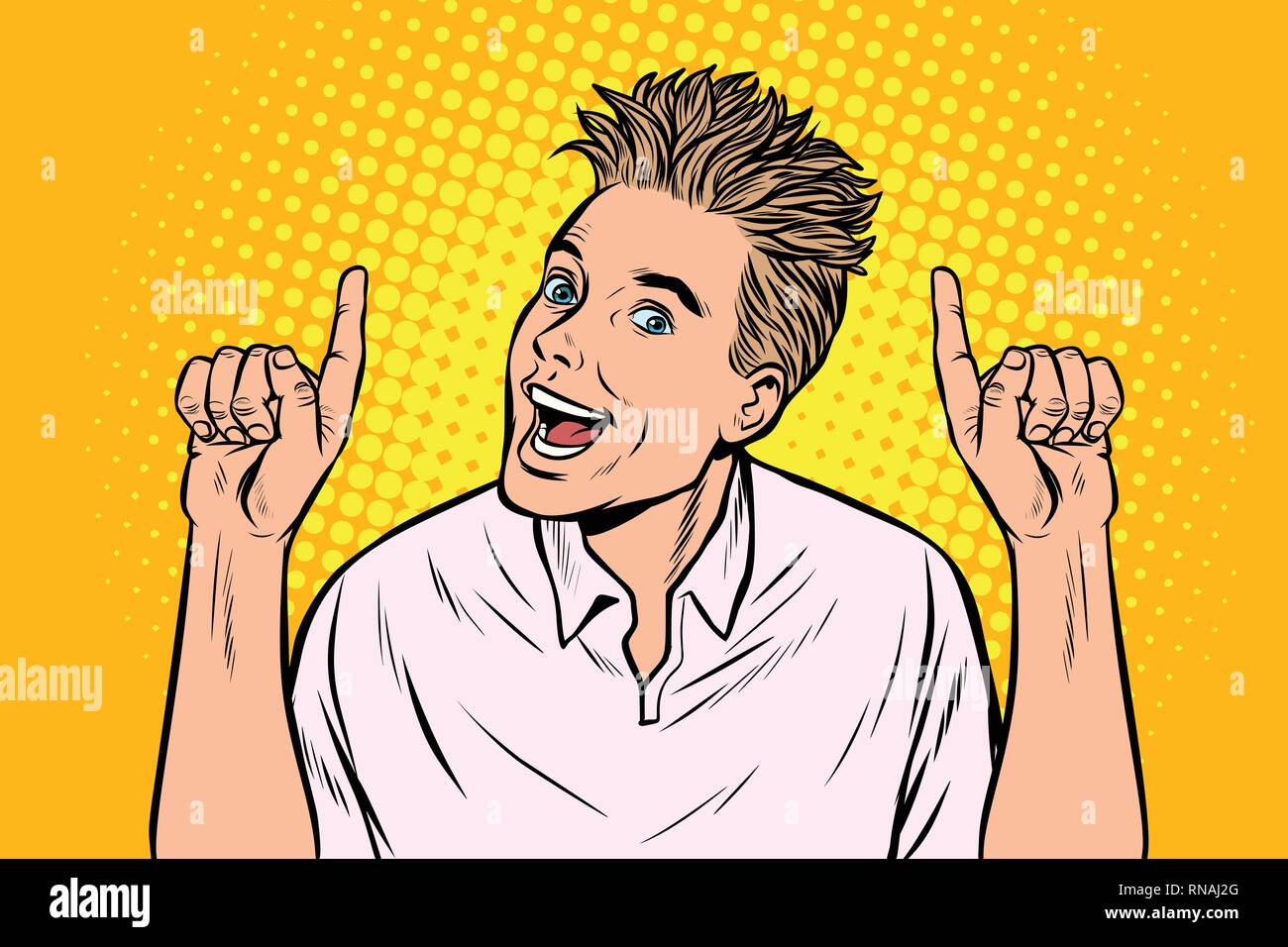 Young Man Points Gesture Pop Art Retro Vector Illustration Vintage Kitsch Stock Vector Image