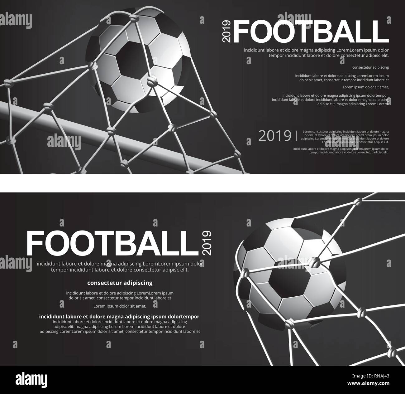 2 Banner Soccer Football Poster Vector Illustration Stock Vector Image ...