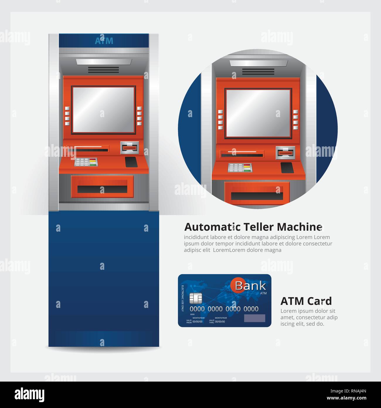 ATM Automatic Teller Machine with ATM Card Vector Illustration Stock ...