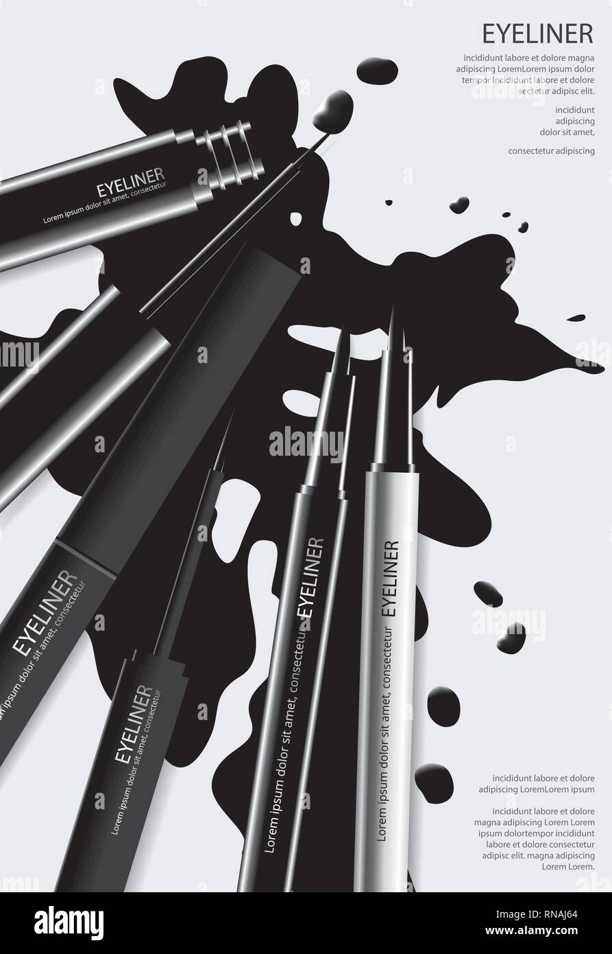Cosmetic Eyeliner with Packaging Poster Design Vector Illustration ...