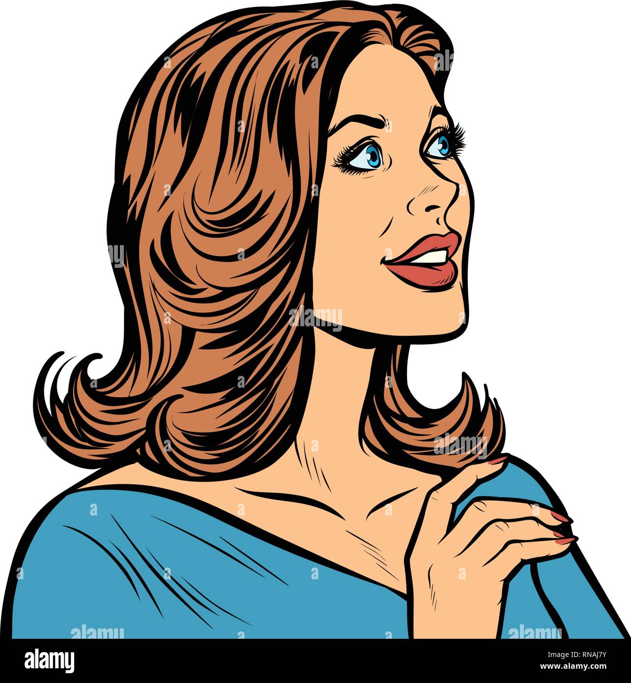 Beautiful Woman Isolate On White Background Pop Art Retro Vector